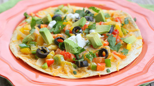 Open-Faced Enchilada Veggie Quesadillas Recipe - Tablespoon.com