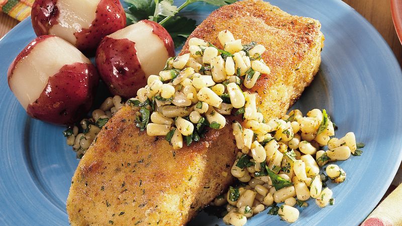 Halibut with Corn and Lime-Cilantro Butter Recipe - Pillsbury.com