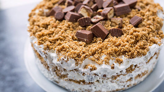Triple-Decker Candy Bar Crunch Cake Recipe - Tablespoon.com