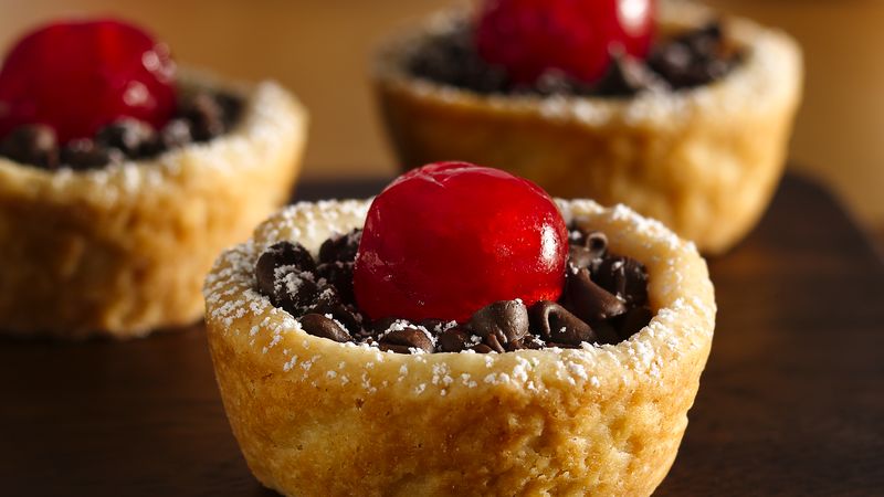 Cherry-Topped Chocolate Tassies Recipe - BettyCrocker.com