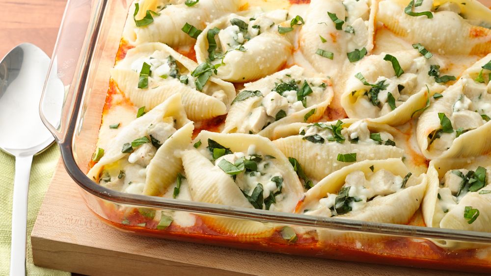 Chicken-Stuffed Shells with Two Sauces recipe from Pillsbury.com