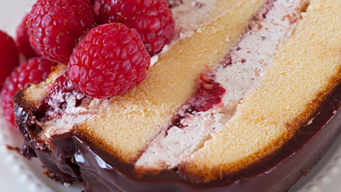 Raspberry Cream Cake with Chocolate Ganache Recipe - Tablespoon.com