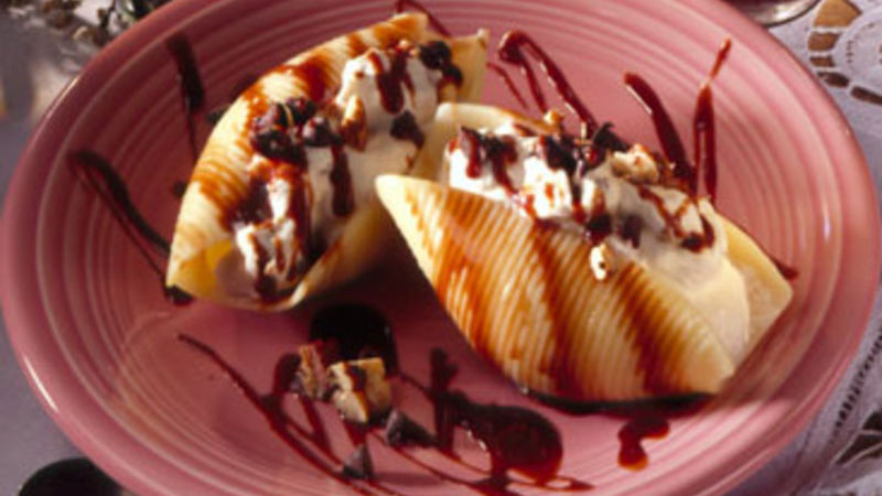 Ricotta Chocolate Chip Stuffed Shells with Caramel Sauce Recipe ...