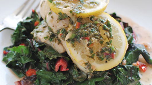 Lemon Butter-Braised Sole with Swiss Chard Recipe - Tablespoon.com