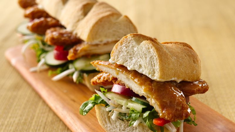 Asian-Inspired Crunchy Honey-Chicken Sub with Ginger Mayonnaise Recipe ...