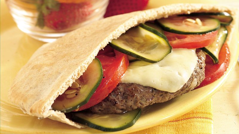 Grilled Havarti Burgers in Pitas Recipe - BettyCrocker.com