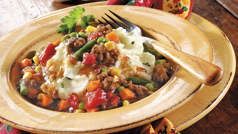 Beef Stew over Mashed Potatoes Recipe - BettyCrocker.com
