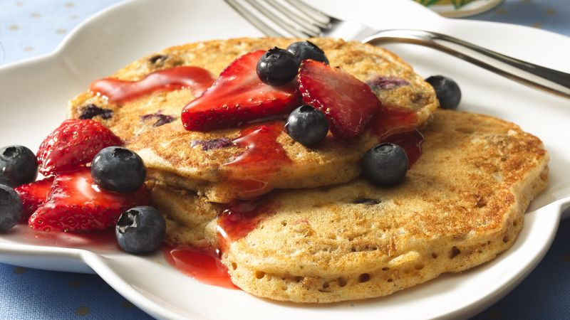 Blueberry-Bran Pancakes Recipe - BettyCrocker.com
