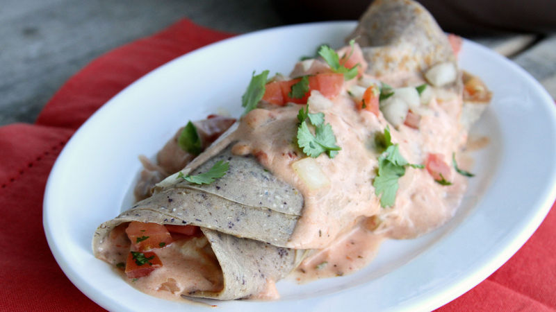 Blue Corn Crepe Chicken Enchiladas Recipe - BettyCrocker.com