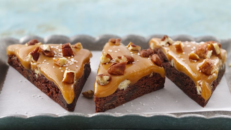 Salted Caramel Turtle Triangles Recipe - BettyCrocker.com